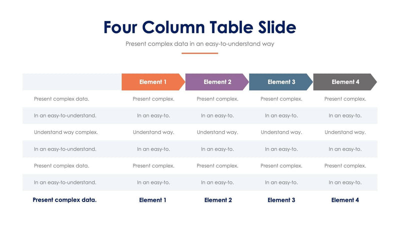 Four Column Table Slides | Infografolio