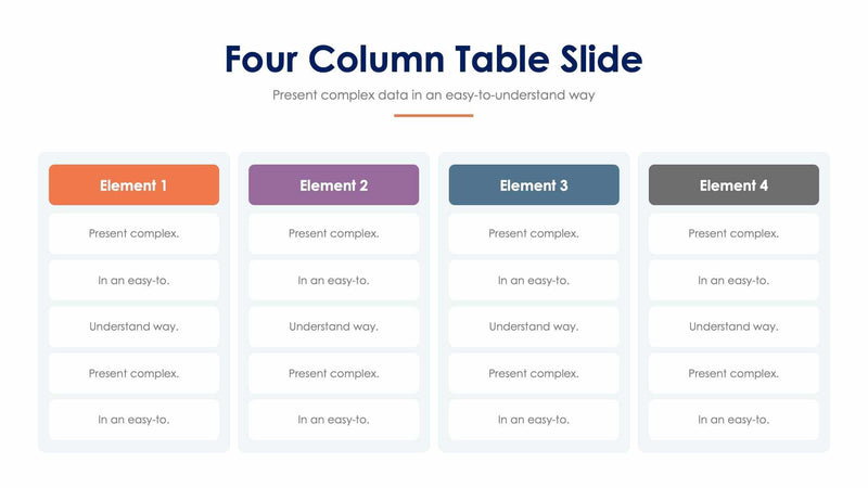 Four Column Table Slides – Infografolio