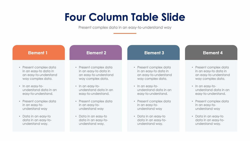 Four Column Table Slides – Infografolio