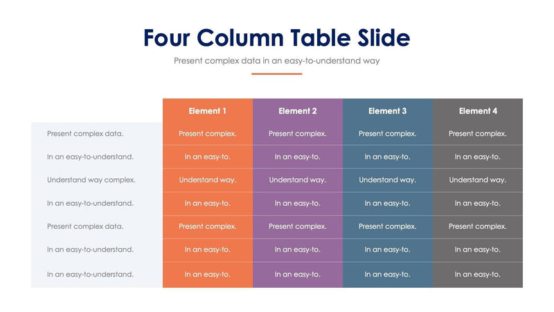 Four Column Table Slides – Infografolio