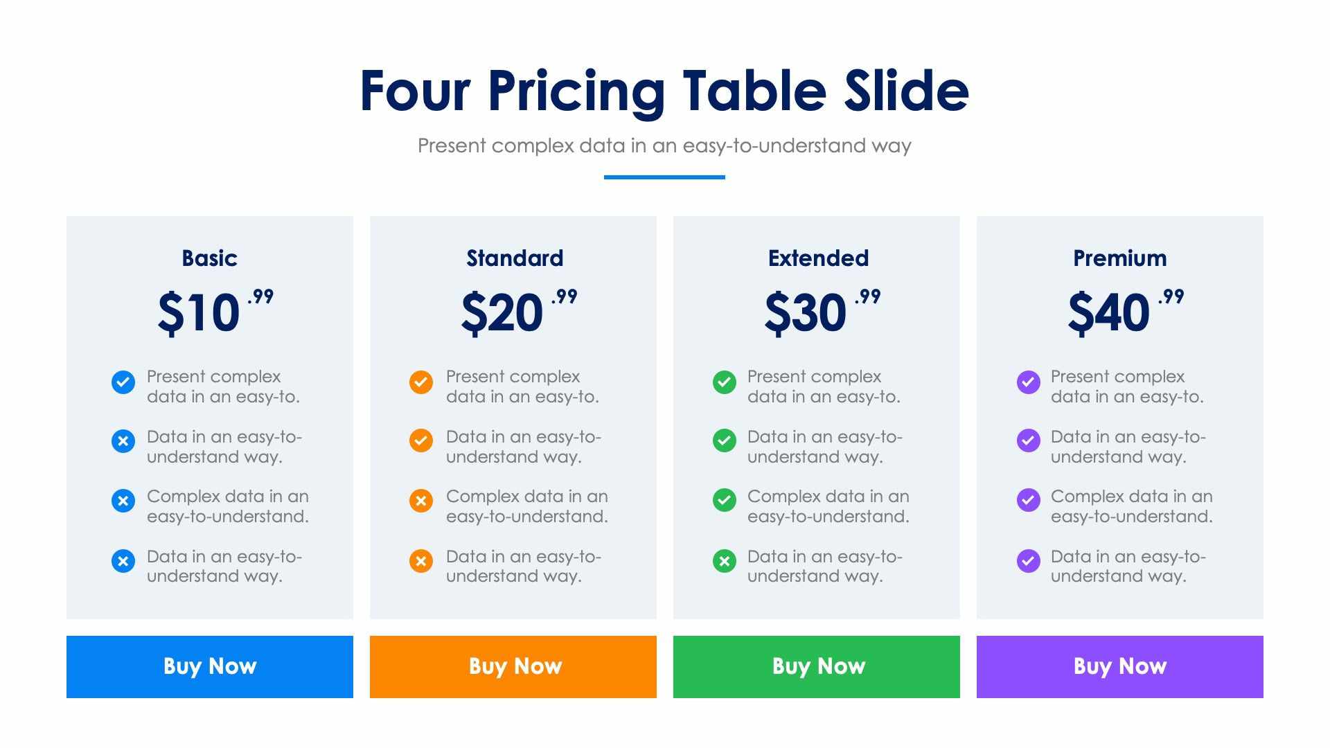 Four Pricing Table Slide Infographic Template S12152103 | Infografolio