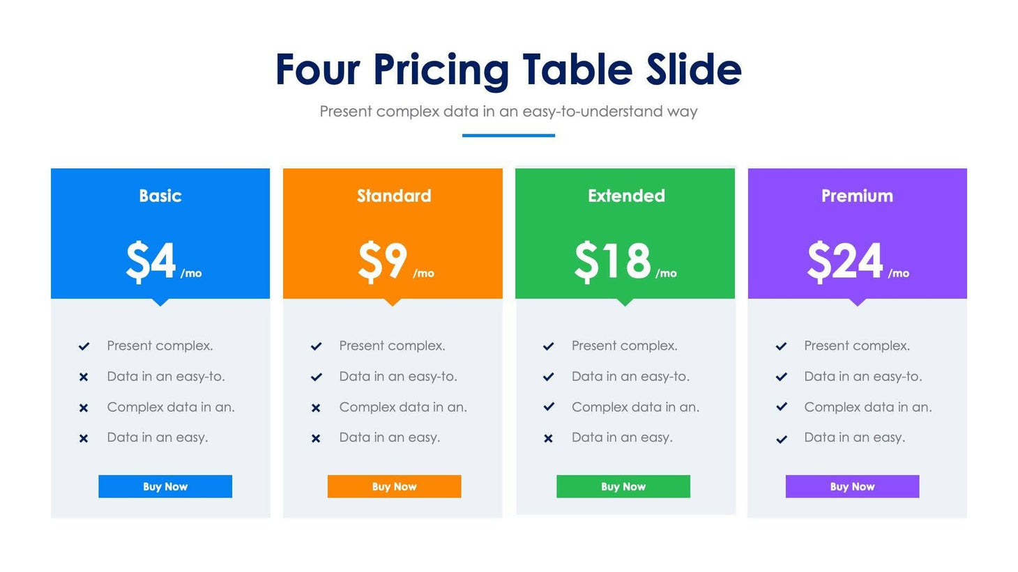 Four Pricing Table Slide Infographic Template S12152108 – Infografolio