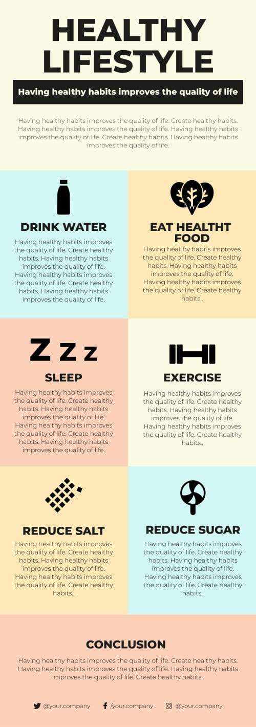 Pastel Colors Healthy Lifestyle Infographic Template | Infografolio