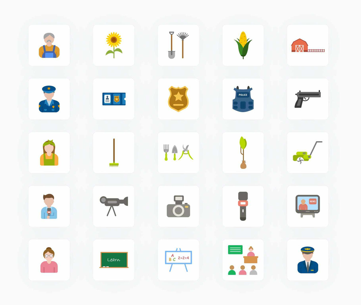 Job Types Flat Vector Icons S12082103 – Infografolio