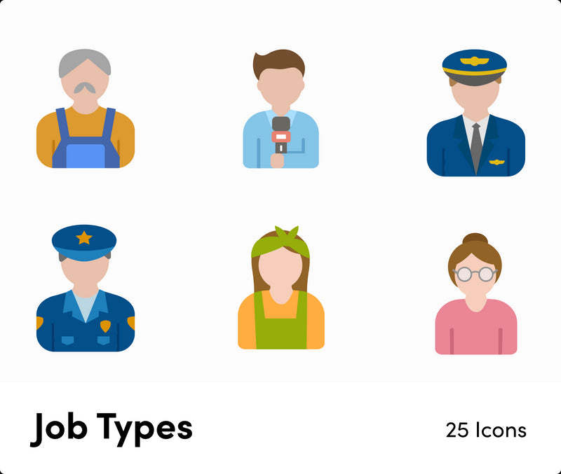 Job Types Flat Vector Icons | Infografolio