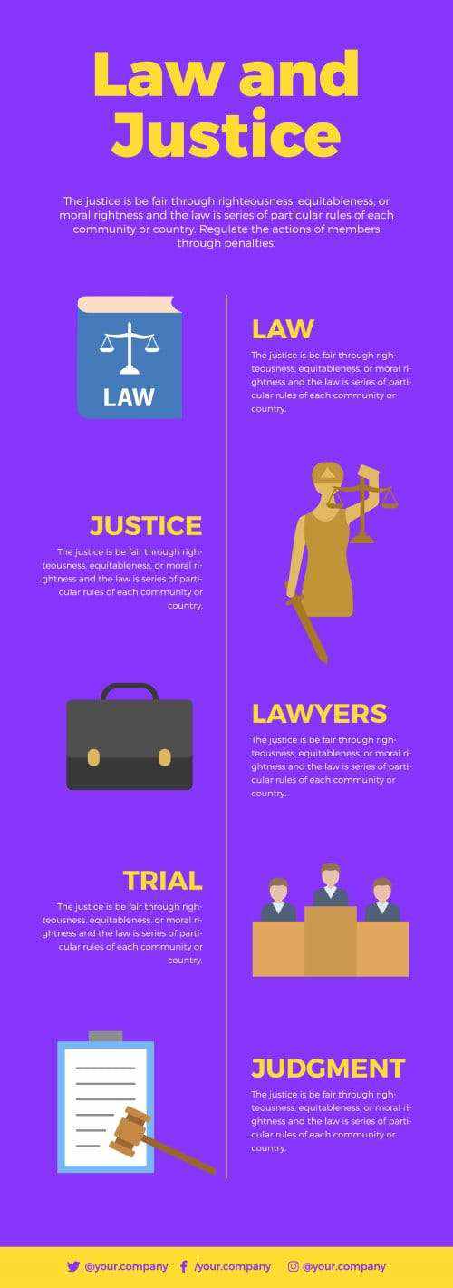 Violet Law and Justice Infographic Template | Infografolio