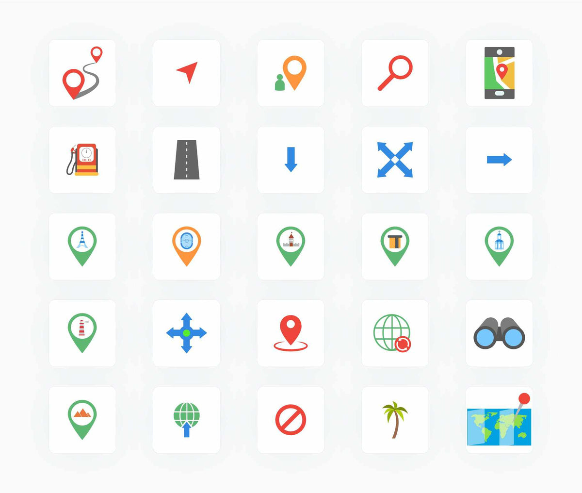 Maps Flat Vector Icons S12082102 – Infografolio