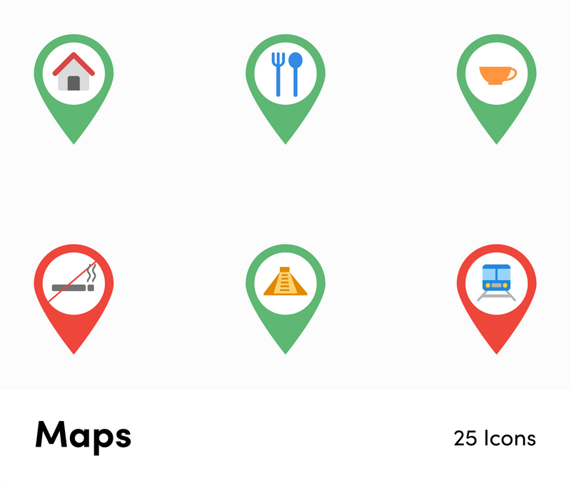 Maps Flat Vector Icons – Infografolio