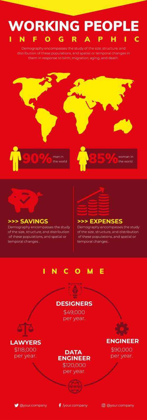 Working People Maps Infographic Template | Infografolio