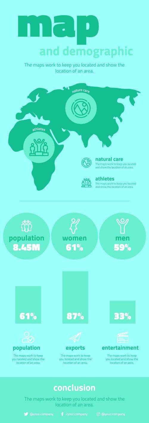 Map and Demographic Infographic Template | Infografolio