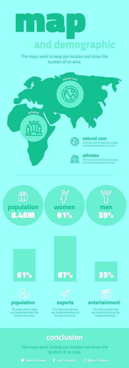 Map and Demographic Infographic Template – Infografolio