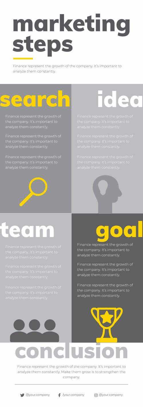 Gray Marketing Steps Infographic Template | Infografolio