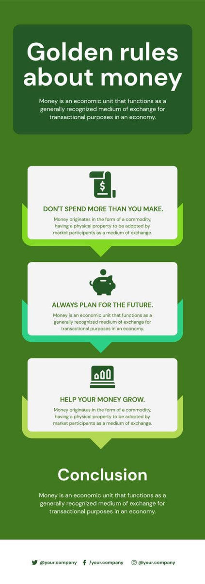 Golden Rules About Money Infographic Template – Infografolio