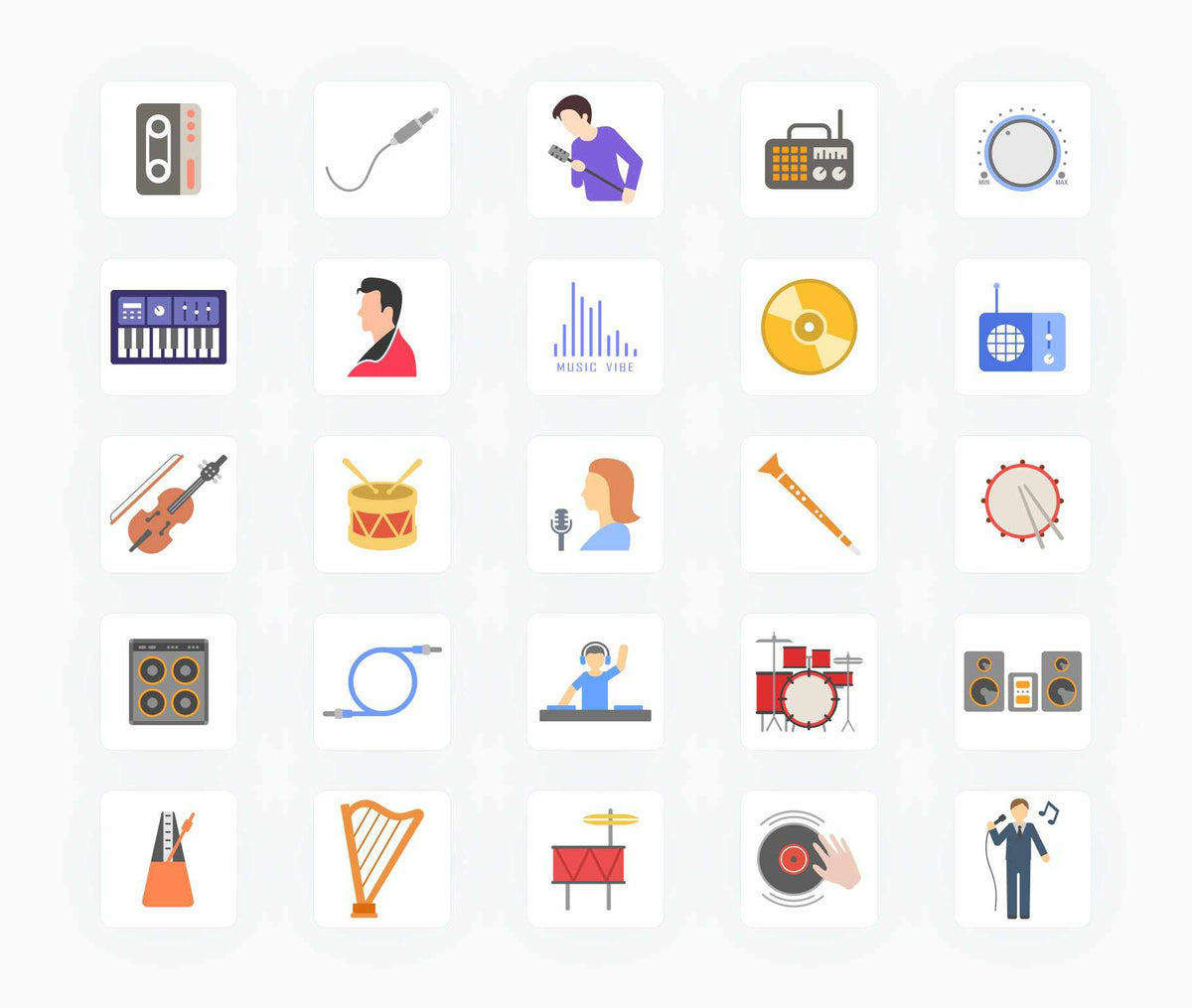 Music Industry Flat Vector Icons S12092101 – Infografolio