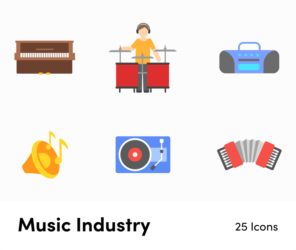 Music Industry Flat Vector Icons S12092104 – Infografolio