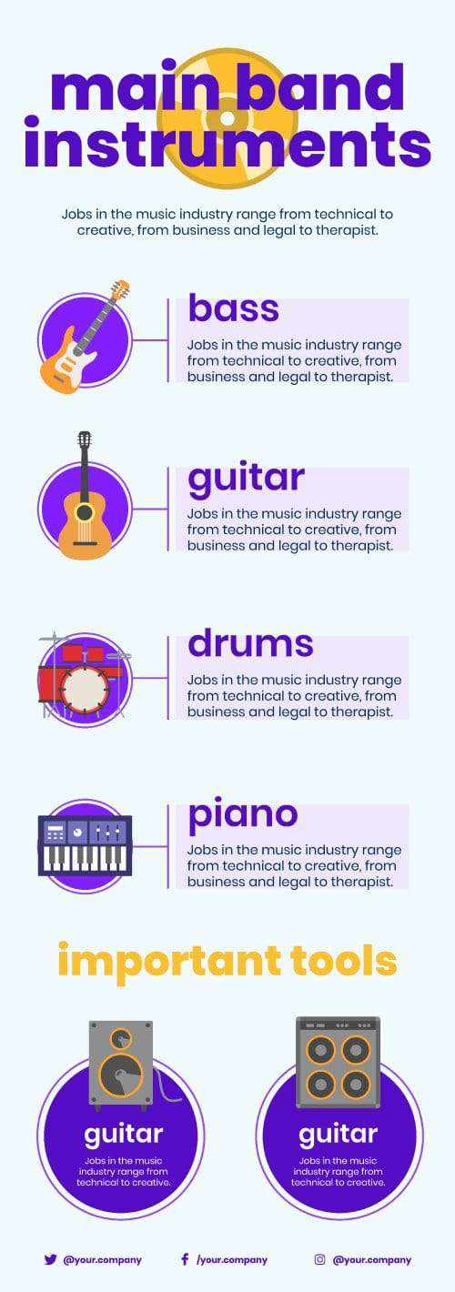 Main Band Instruments Music Infographic Template | Infografolio