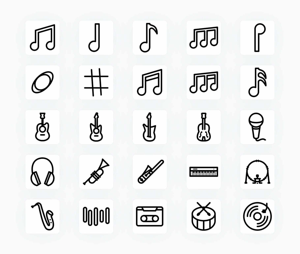 Music Outline Vector Icons S12162101 – Infografolio