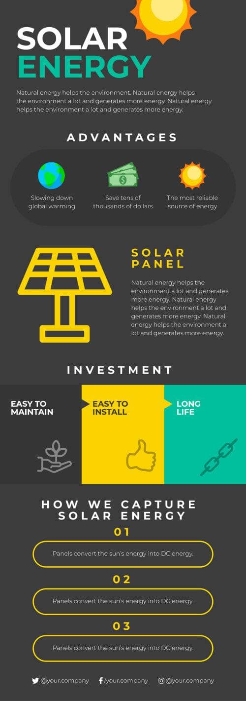 Dark Solar Energy Infographic Template | Infografolio