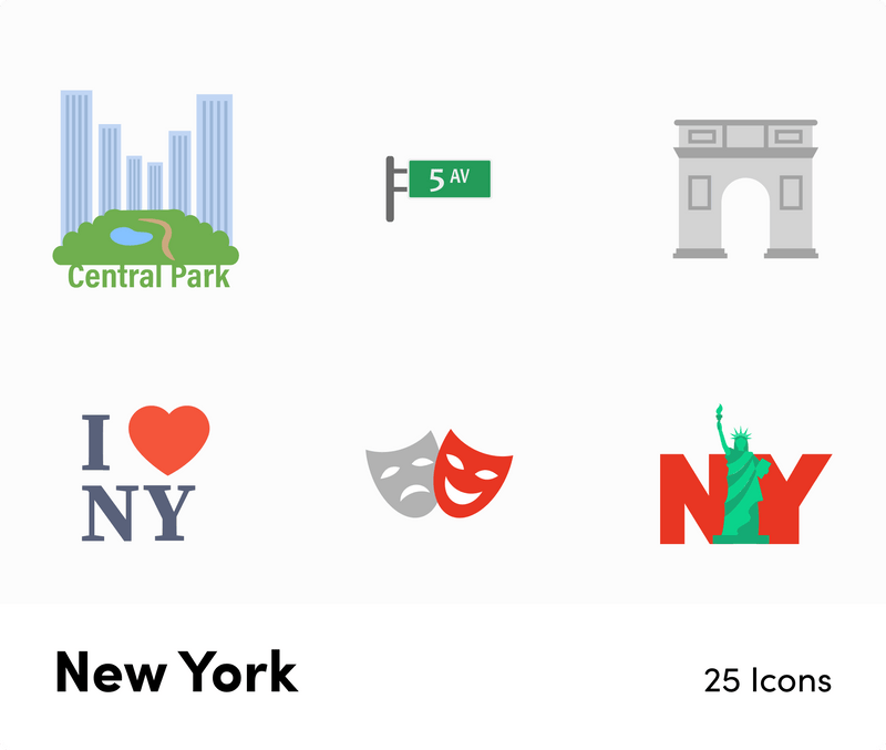 New York Flat Vector Icons – Infografolio