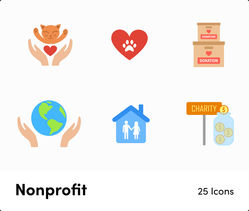 Non Profit Flat Vector Icons | Infografolio