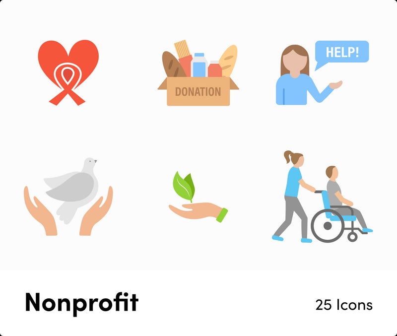 Non Profit Flat Vector Icons | Infografolio