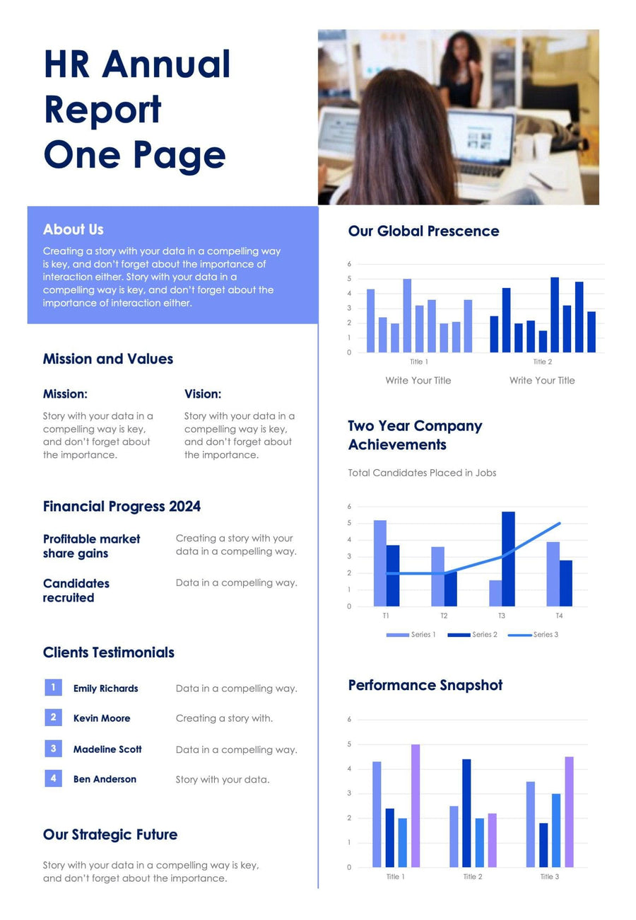 Light Purple Human Resources One Page Annual Report Document | Infografolio