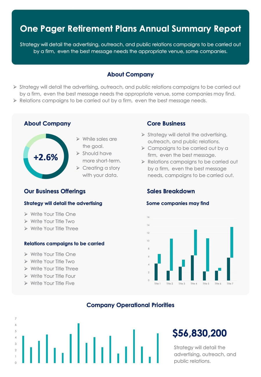 Dark Green One Pager Retirement Plans Annual Summary Report Document ...