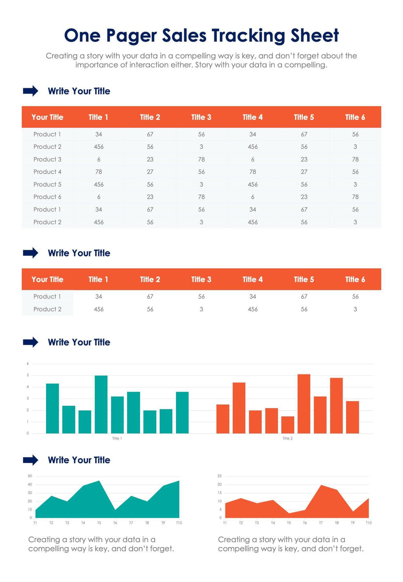 Orange One Pager Sales Tracking Sheet Document – Infografolio