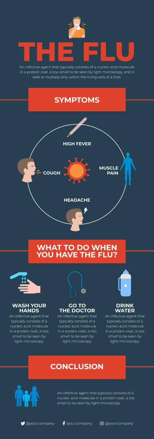 The Flu Facts Stats Pandemic Illness Infographic Template | Infografolio