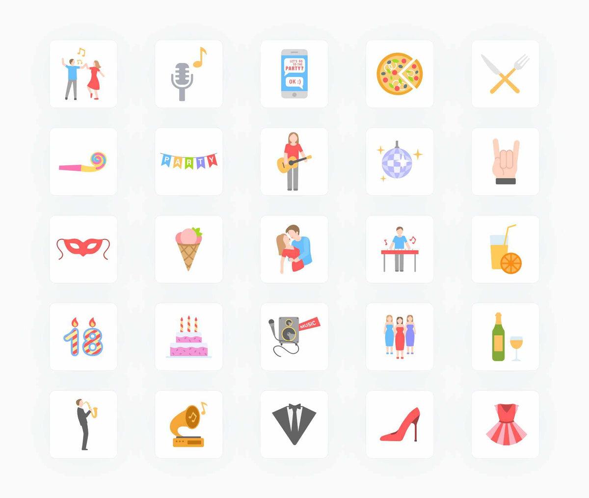 Party Flat Vector Icons S01192204 – Infografolio