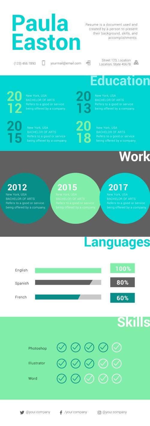 Paula Easton Personal Resume Infographic Template | Infografolio