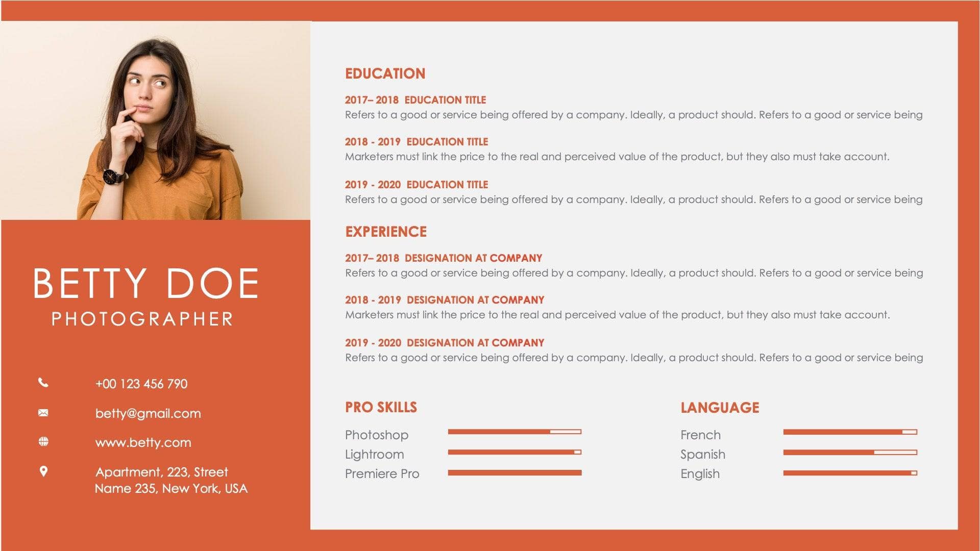 Personal Resume Slide Infographic Template S01112216 | Infografolio