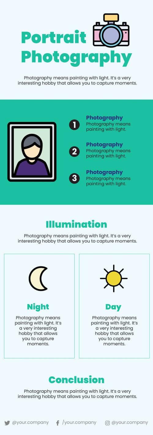 Green Portrait Photography Infographic Template | Infografolio