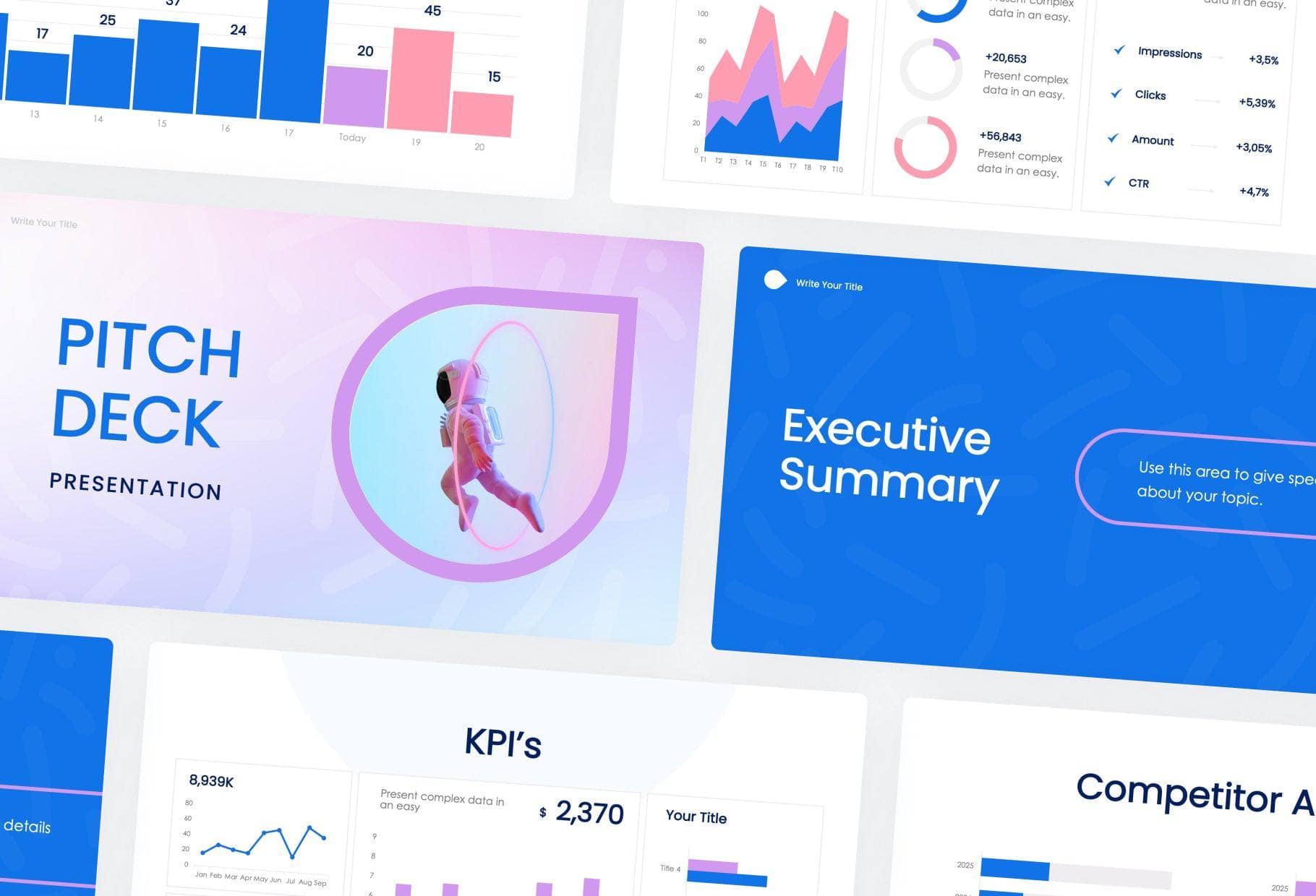 Blue Light Purple Clean and Gradient Presentation Pitch Deck Template ...