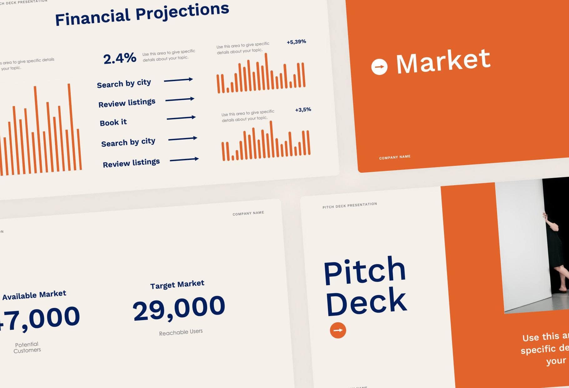Terracotta Dark Blue Clean and Simple Presentation Pitch Deck Template ...