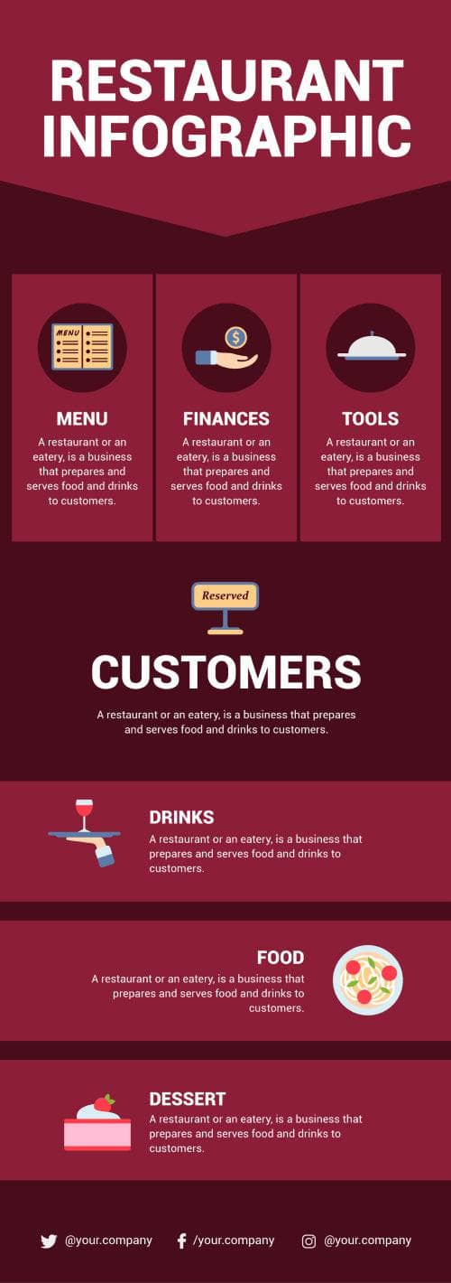 Red Restaurant Infographic Template – Infografolio