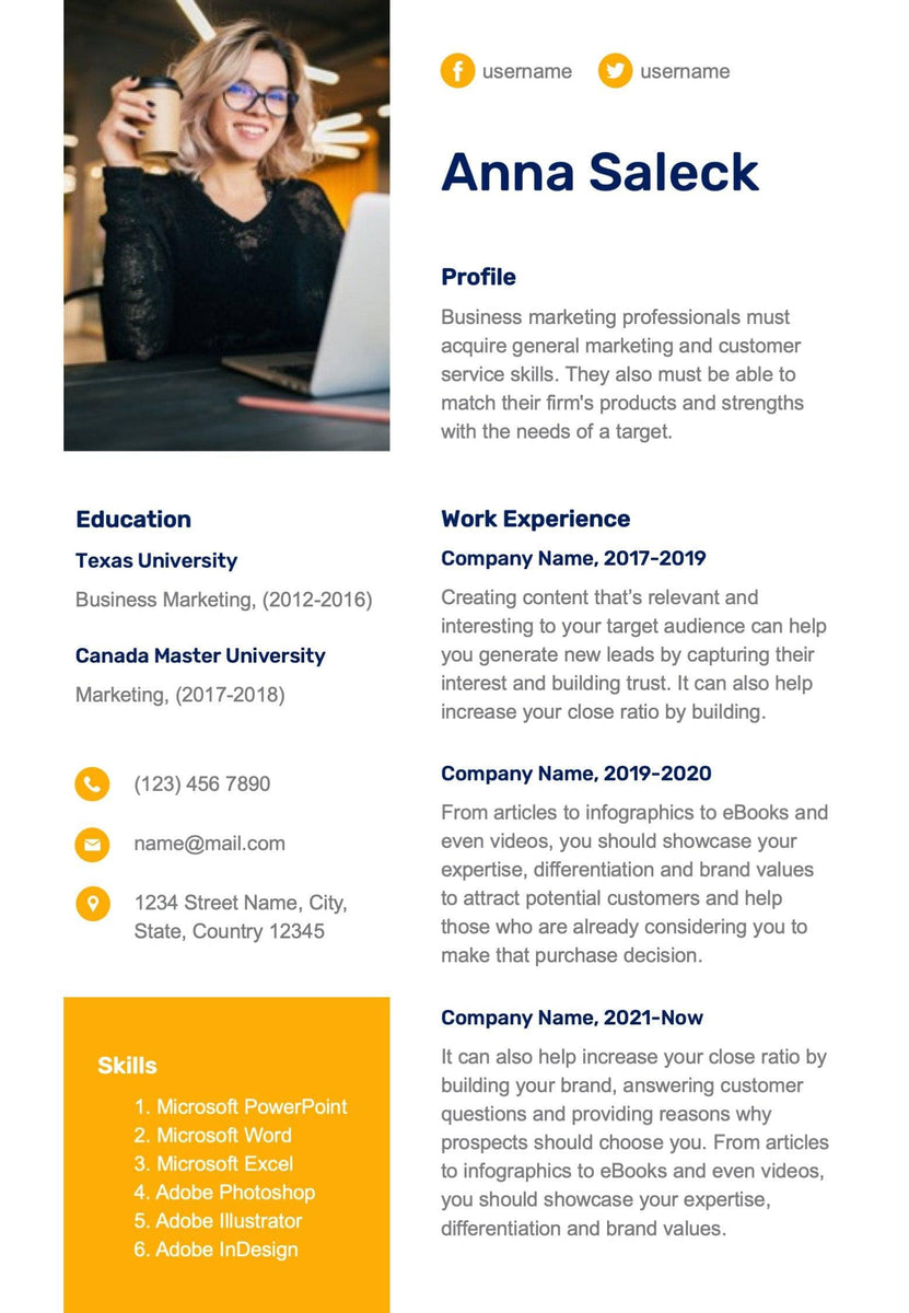 Yellow Minimalist Resume Template – Infografolio