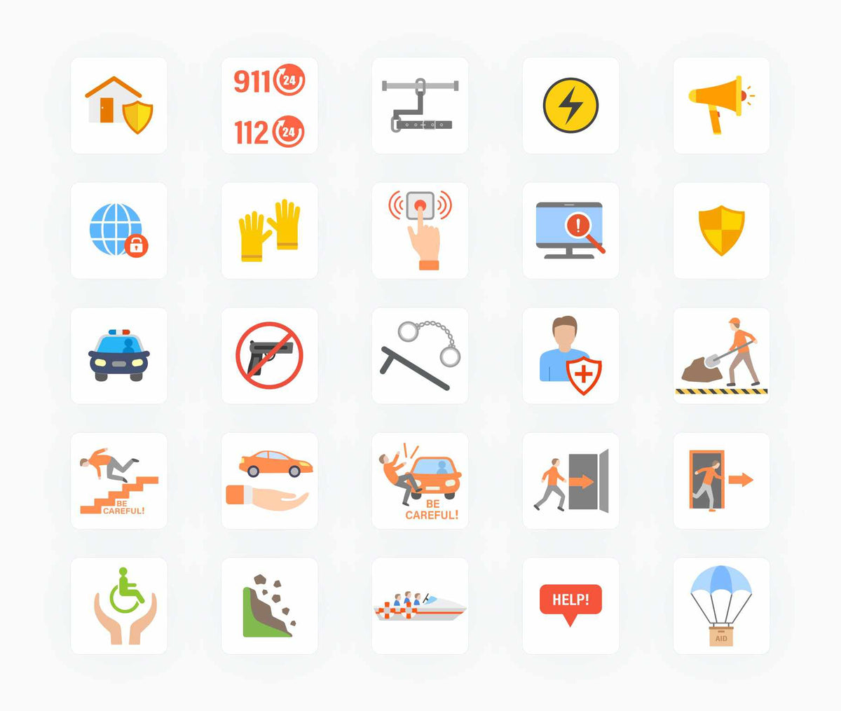 Safety Flat Vector Icons S12102102 – Infografolio