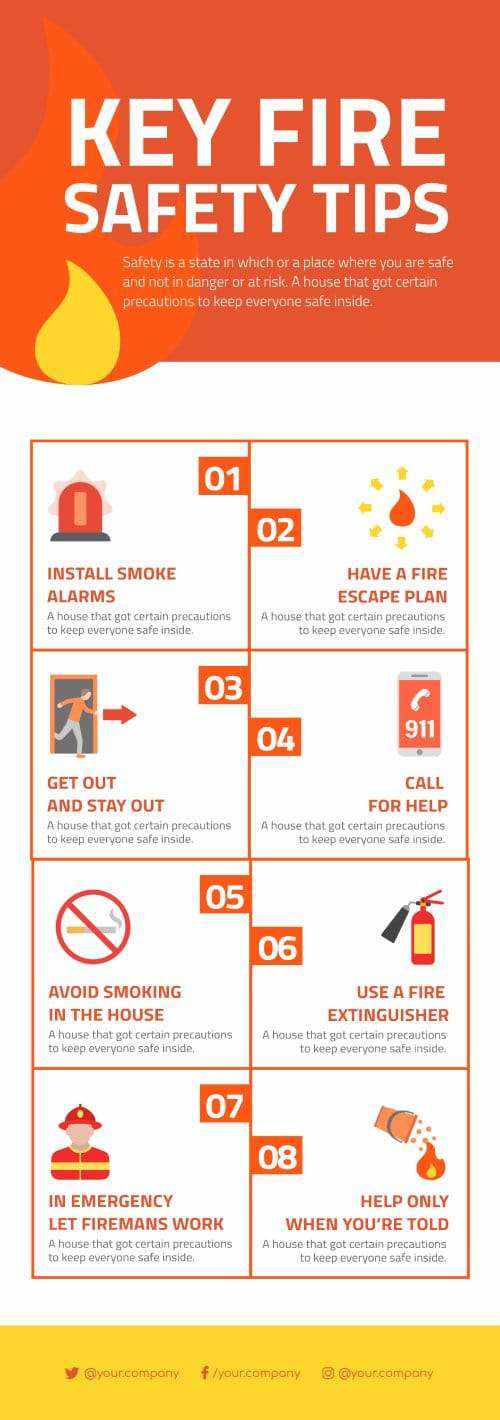 Key Fire Safety Tips Infographic Template | Infografolio