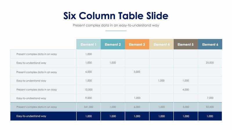 Six Column Table Slides | Infografolio