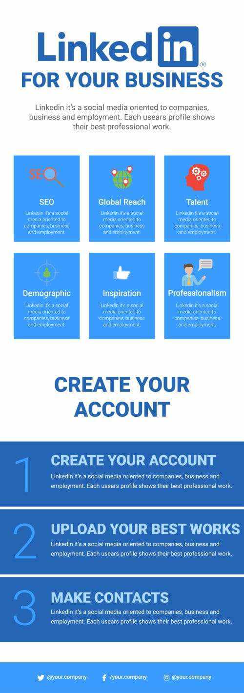 Linkedin For Your Business Social Media Infographic Template | Infografolio