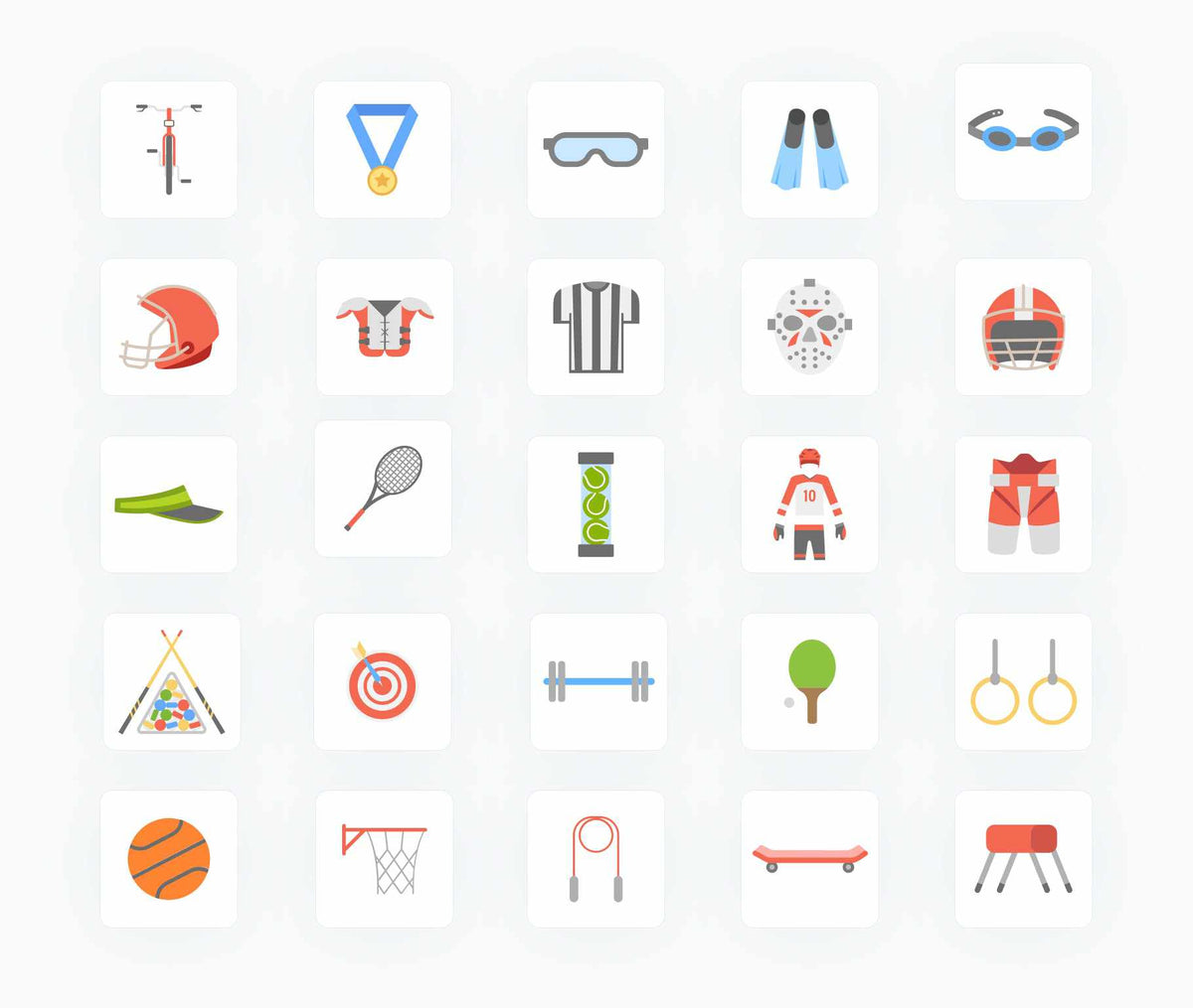 Sport Equipment Flat Vector Icons S01142202 – Infografolio