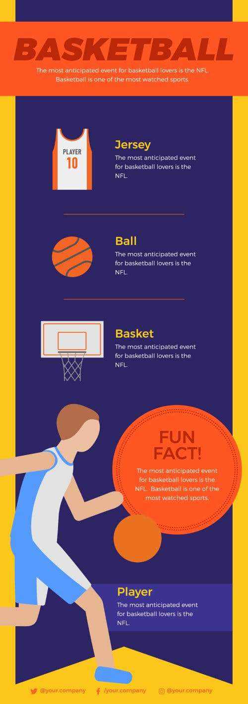 Violet Basketball Sport Infographic Template | Infografolio