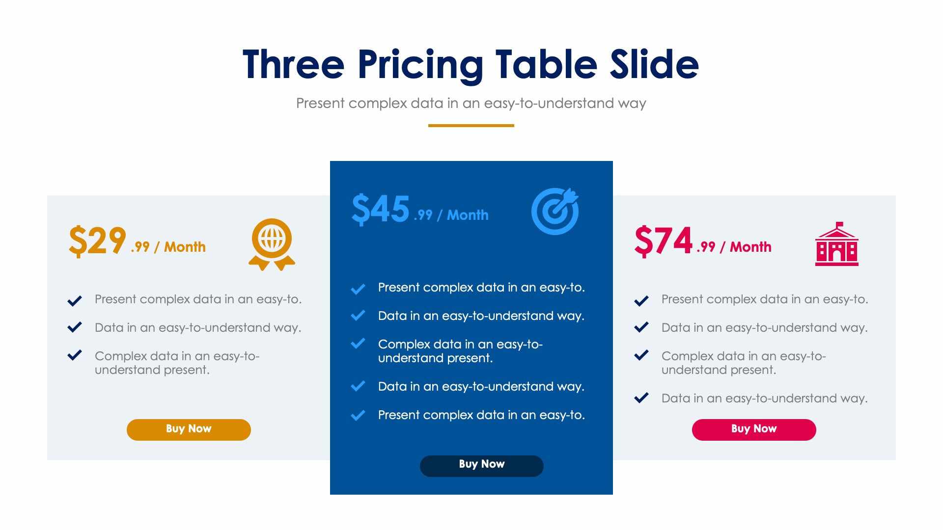 Three Pricing Table Slide Infographic Template S12152103 | Infografolio