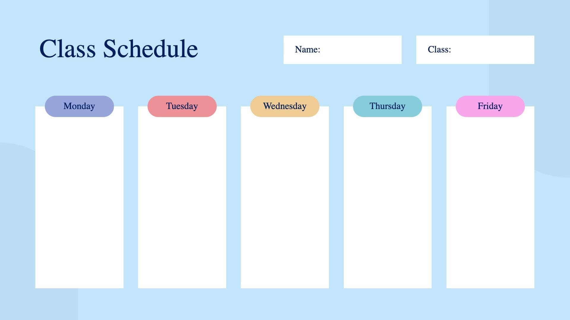 Class Schedule Slide Infographic Template S08112201 | Infografolio