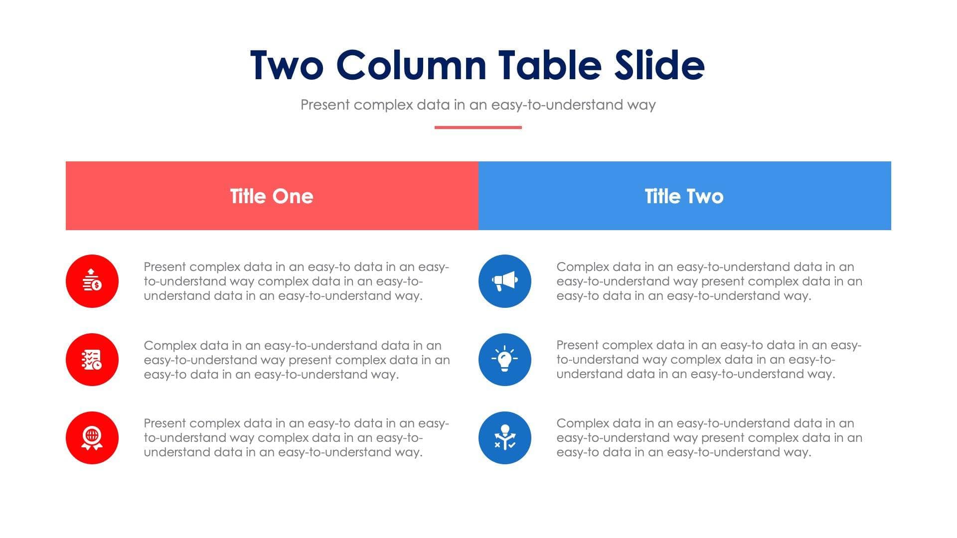 Two Column Table Slide Infographic Template S12202103 | Infografolio