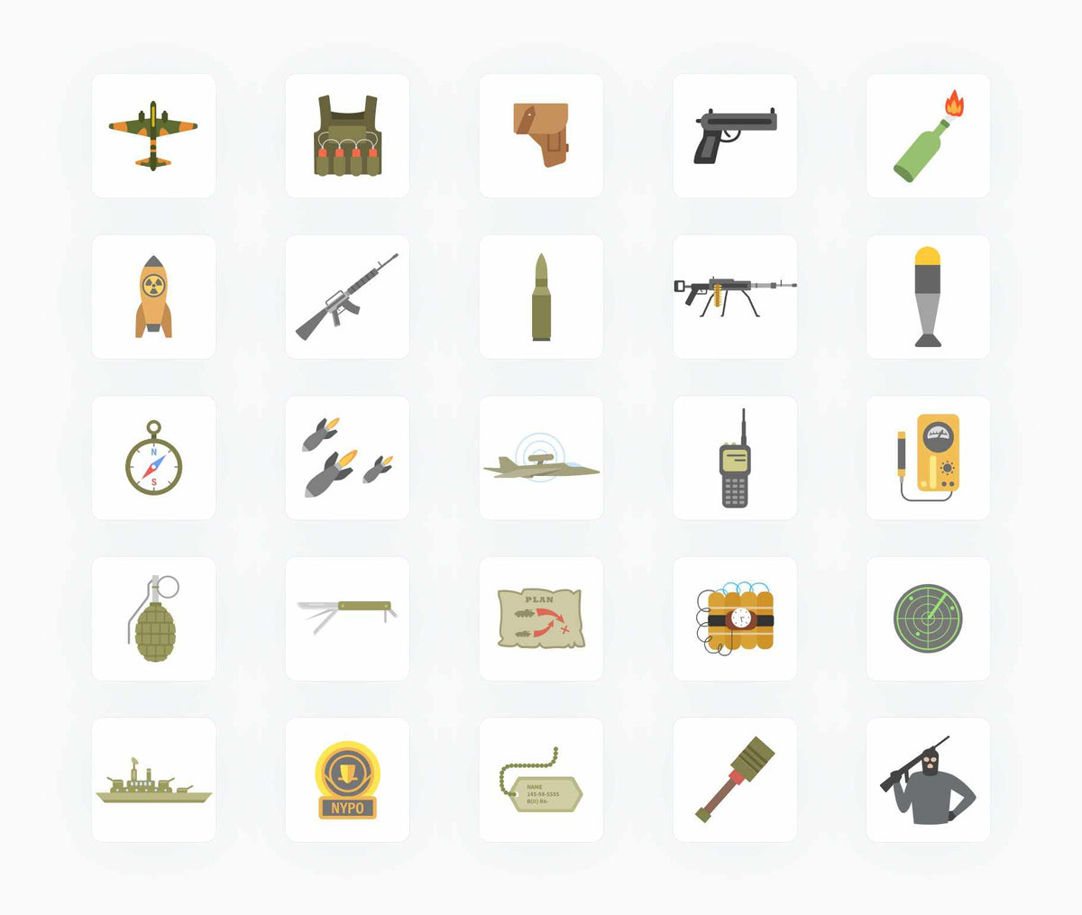War Flat Vector Icons S01142202 – Infografolio