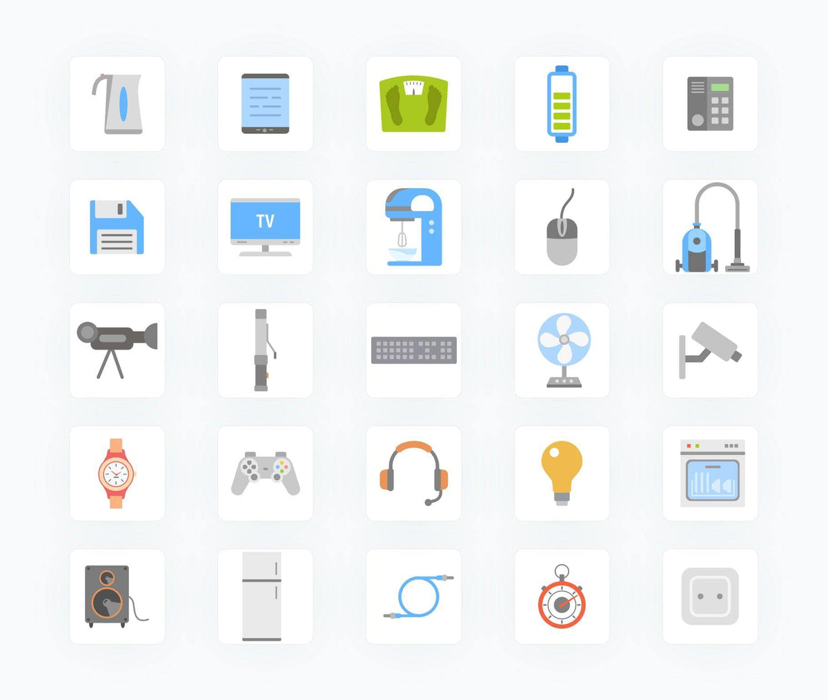 Electronics Flat Vector Icons S02142201 – Infografolio