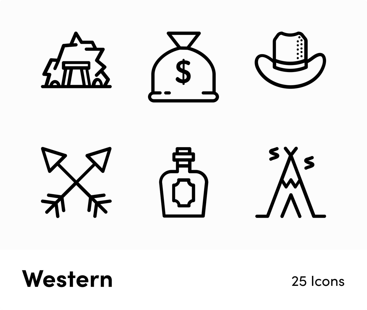 Western Outline Vector Icons S12222102 – Infografolio