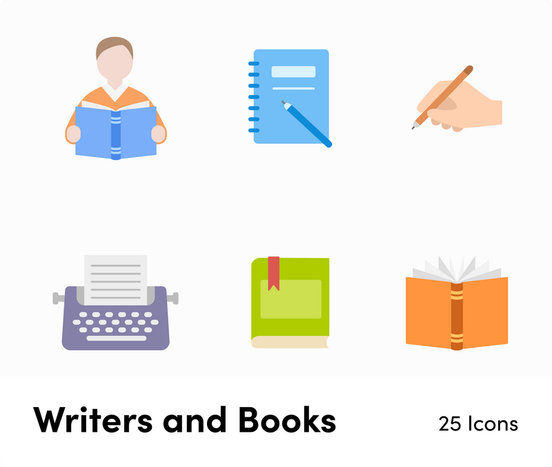Writers and Books Vector Icons – Infografolio